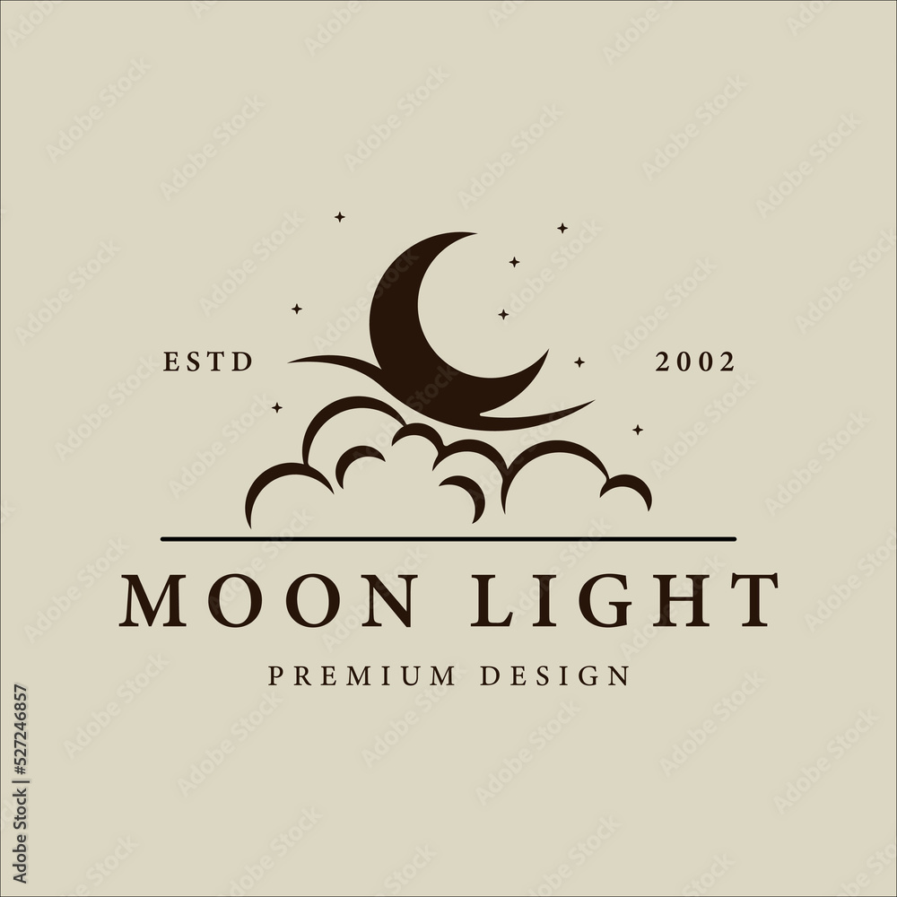 moon light logo vector vintage illustration template icon graphic ...
