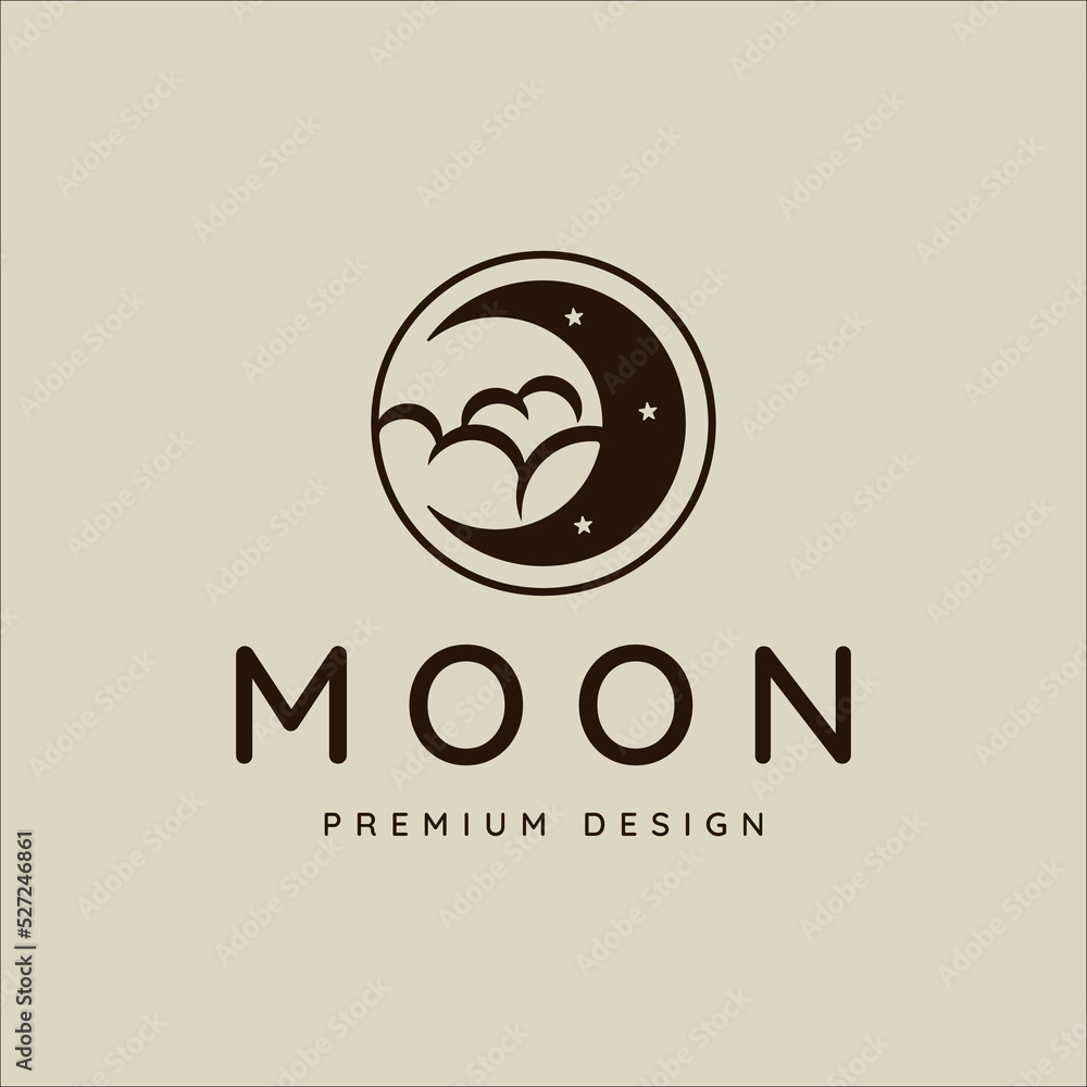 crescent moon vector logo vintage simple illustration template icon ...