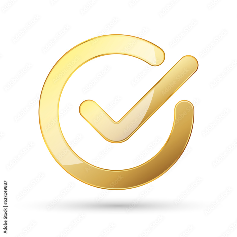 Golden checkmark icon. Check icon. Gold approved symbol. Vector ...