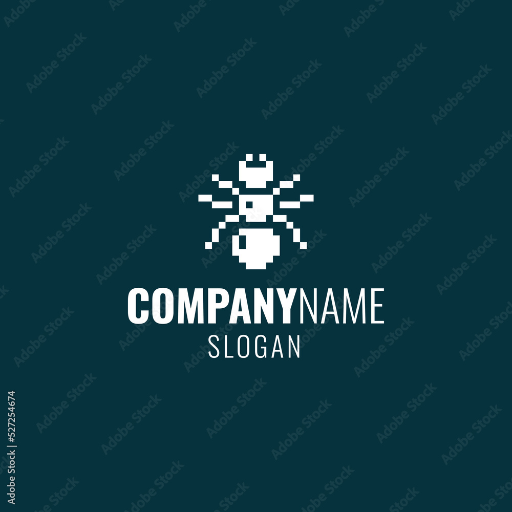 Poster monochrome simple vector 1bit pixel art logo of white ant – Wall ...