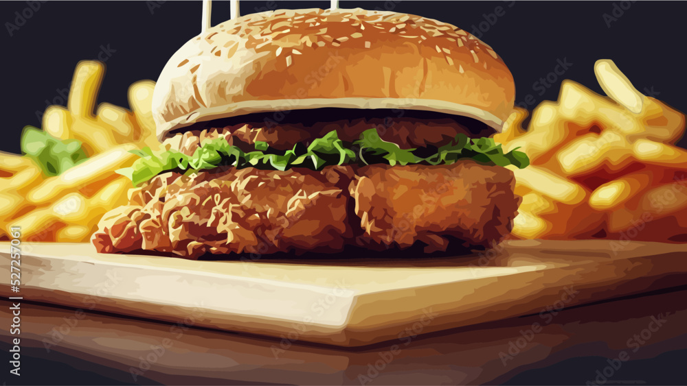 chicken burger banner ads Stock Vector | Adobe Stock