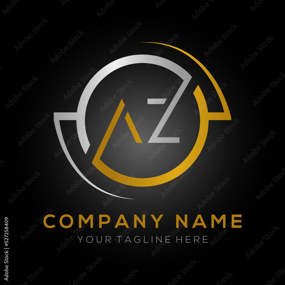 letter AZ Logo Design Vector Template. Initial Gold And Silver Letter ...