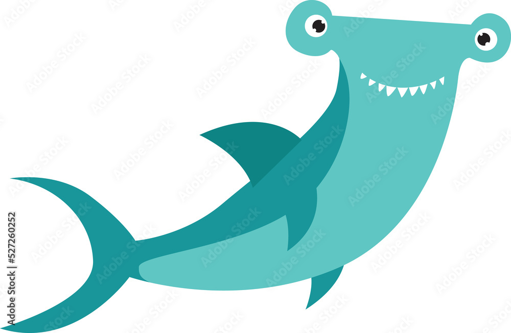 Cartoon hammerhead fish. Cute shark. Cartoon character. The hammerhead ...