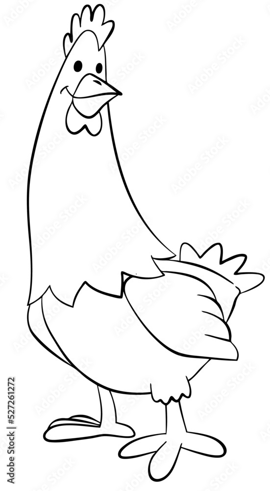 Hen. Element for coloring page. Cartoon style. Stock Vector | Adobe Stock