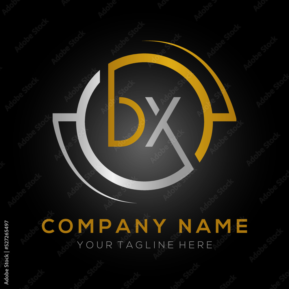 letter DX Logo Design Vector Template. Initial Gold And Silver Letter ...