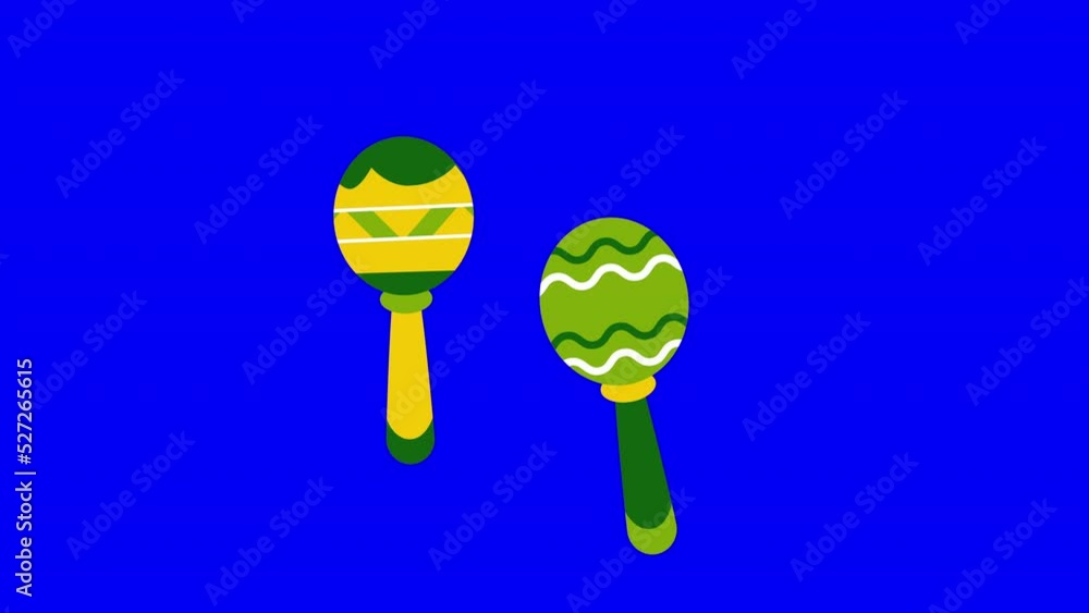 Vidéo Stock 4k vertical video of cartoon green and yellow maracas on ...