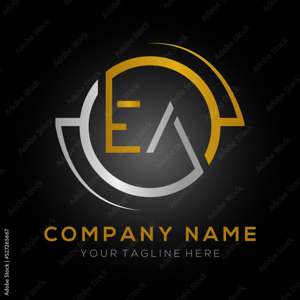 letter EA Logo Design Vector Template. Initial Gold And Silver Letter ...