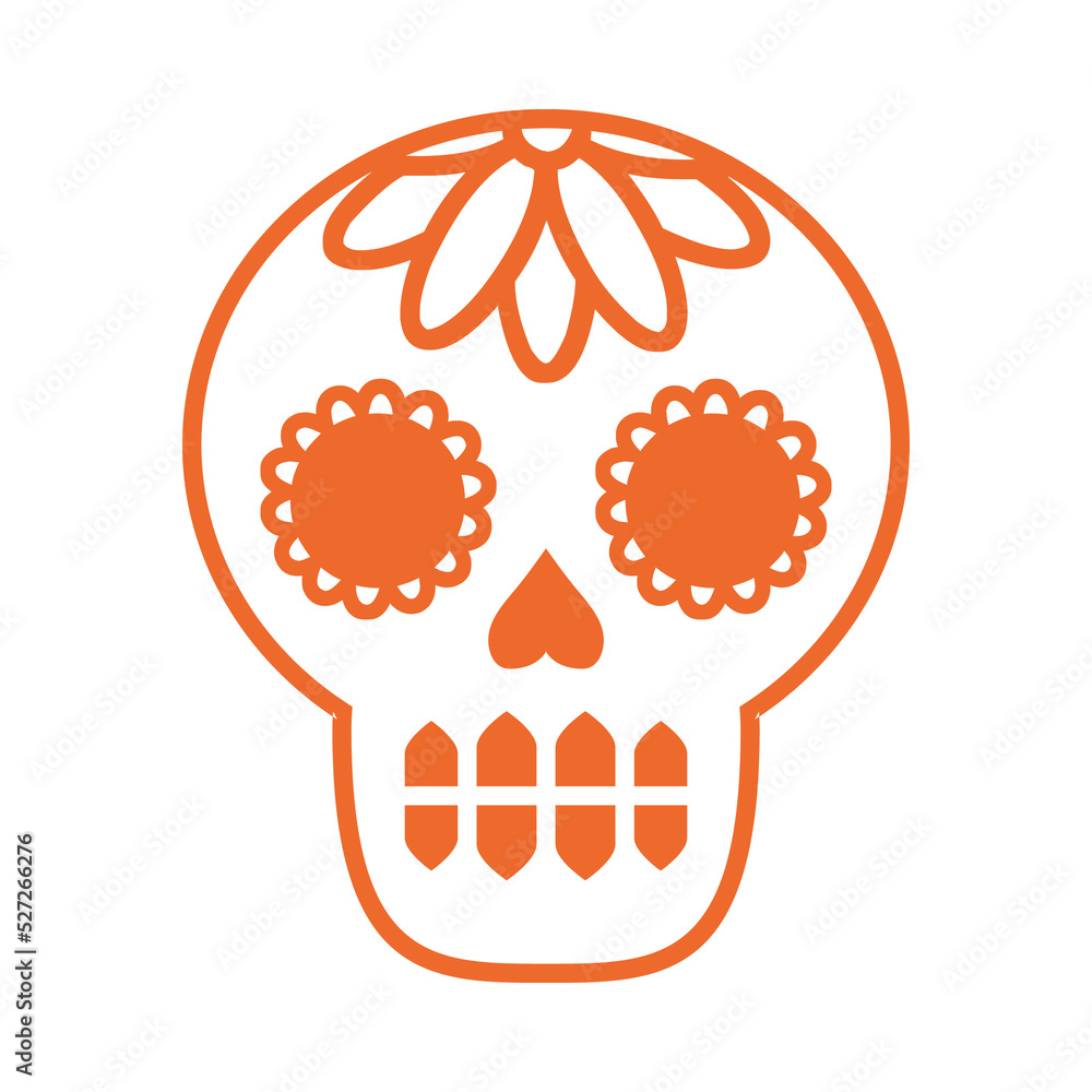 Dia de los muertos. Silueta de calavera tipica mexicana azucarada con ...