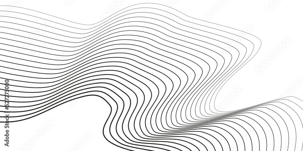 Undulate Black Wave Swirl, frequency Sound Wave, twisted curve lines ...
