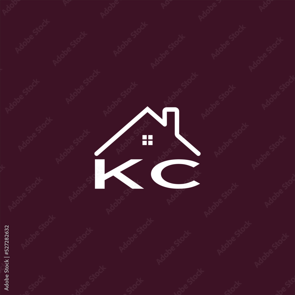 KC letter roof shape logo for real estate with house icon design Stock ...