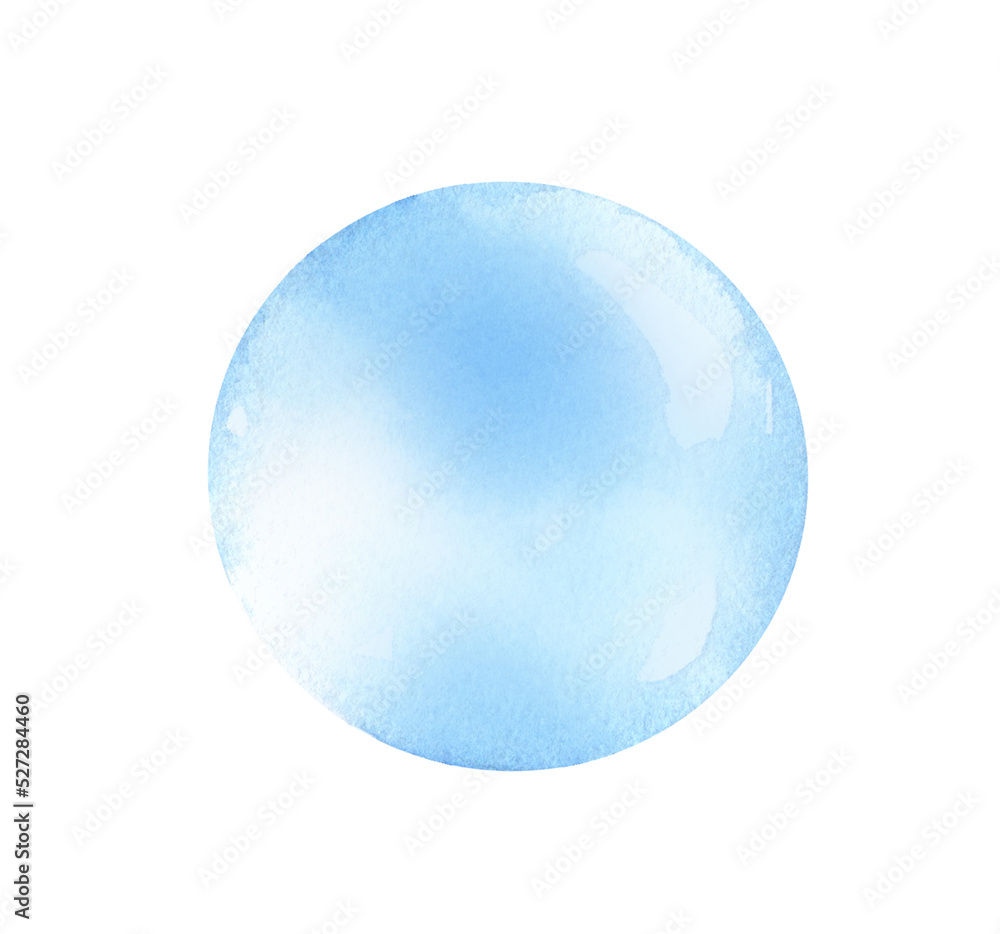 Watercolor bubble gum, ball, blue balloon,soap bubble isolated ...