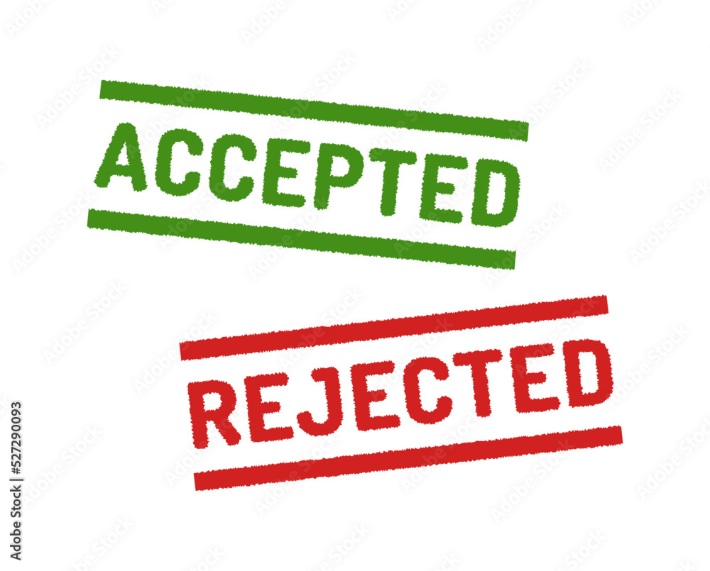 Vetor de Accepted and rejected stamp icon. Aproved and not approved ...