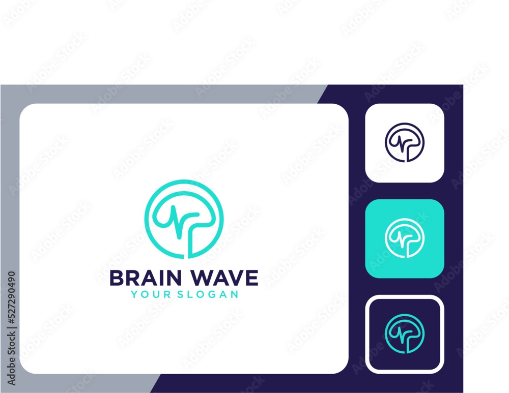 brain logo design with wave and line art Stock Vector | Adobe Stock
