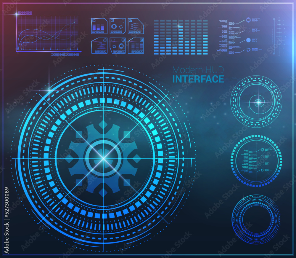 Modern HUD interface dashboard with infographic elements. Digital hi ...