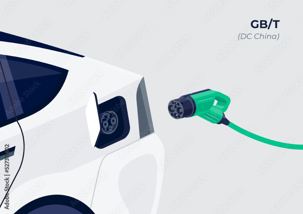 GB/T China standard charging connector plug and socket. Opened electric ...