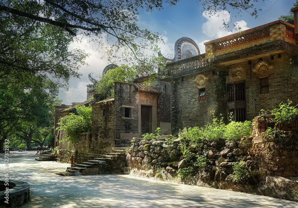 Foshan city, Guangdong, China. Shishan Libian ancient village with a ...