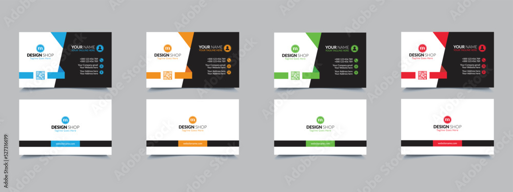 Luxury and Modern Blue, Orange, Green, Red business card design ...