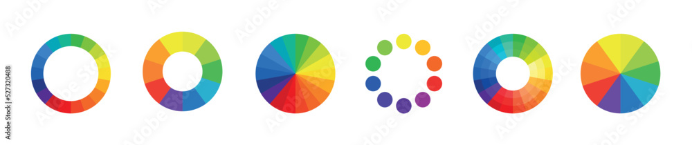 Color wheel guide. Vector isolated elements.Wheel colour spectrum. RGB ...