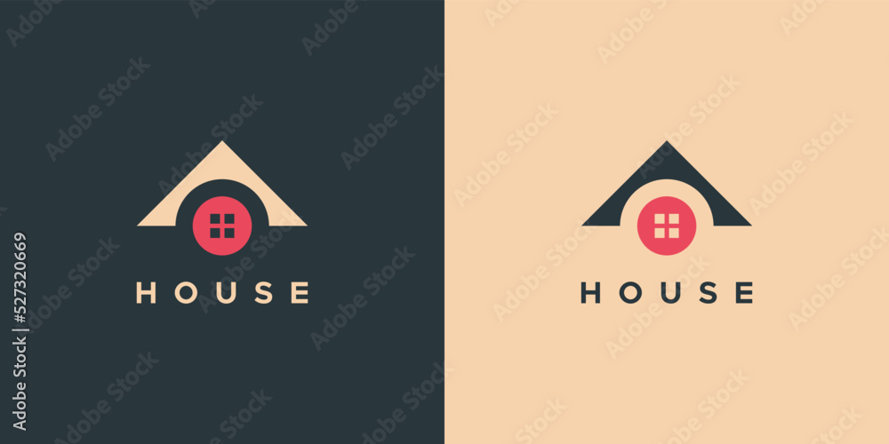 House Logo Image. Simple Geometric House Symbol isolated on Double ...