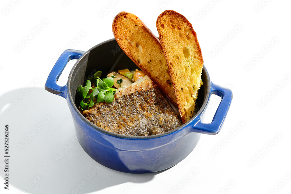 Foto de Seafood stew with roast cod and crispy ciabatta. Mussels tomato ...