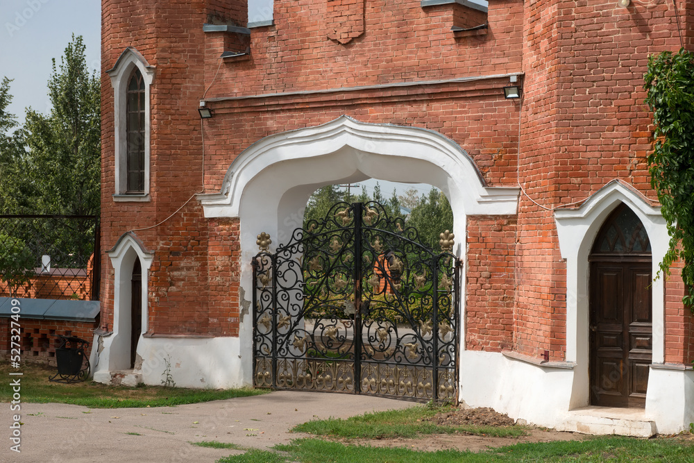 Ramon, Voronezh Region, Entrance gate with a tower and clock. The ...