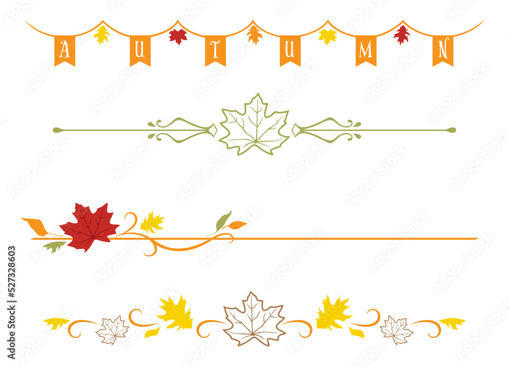 A set of Autumn leaves themed divider lines Stock Vector | Adobe Stock