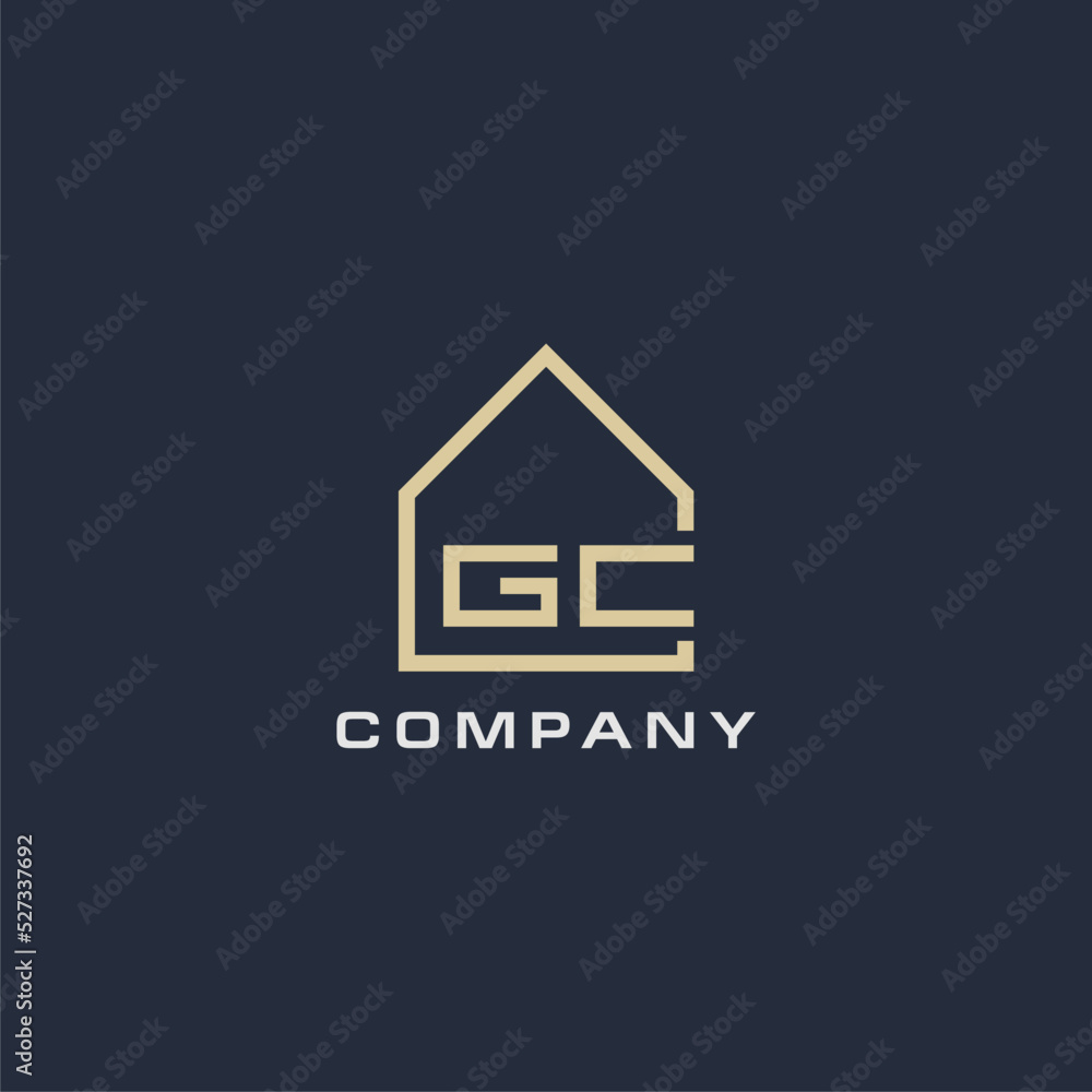 Initial letter GC real estate logo with simple roof style design ideas ...