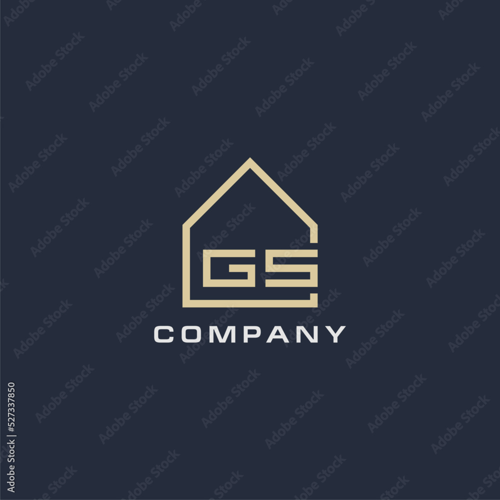 Initial letter GS real estate logo with simple roof style design ideas ...