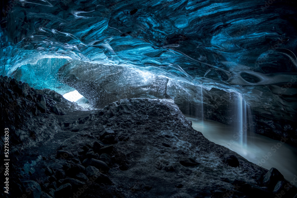 Blue ice cave in winter Stock Photo | Adobe Stock