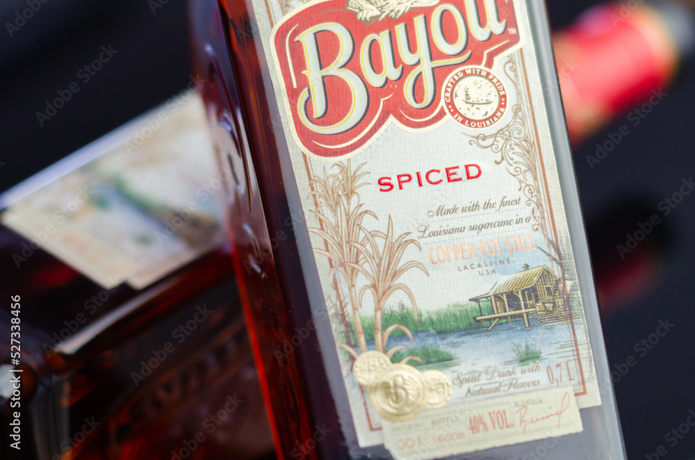 LONDON, UNITED KINGDOM - AUGUST 07, 2022 Bayou Rum, distilled from ...