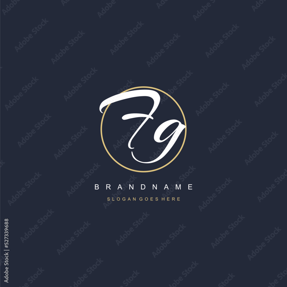 Initial letter FG logo monogram feminine style with circle line design ...