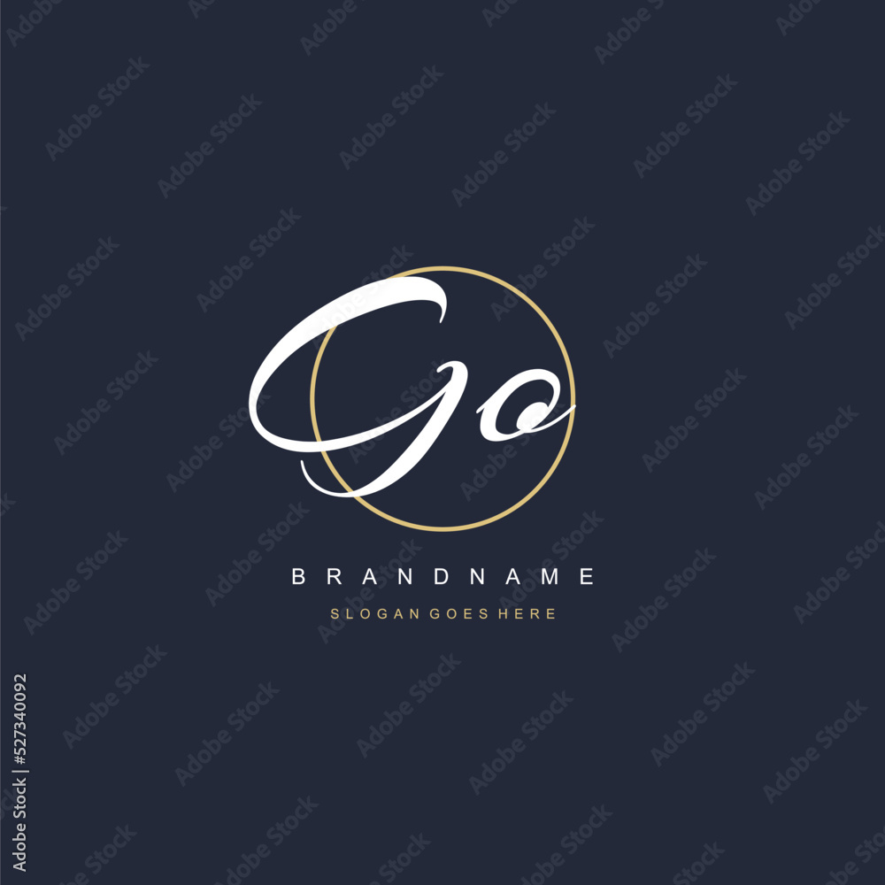 Initial letter GO logo monogram feminine style with circle line design ...