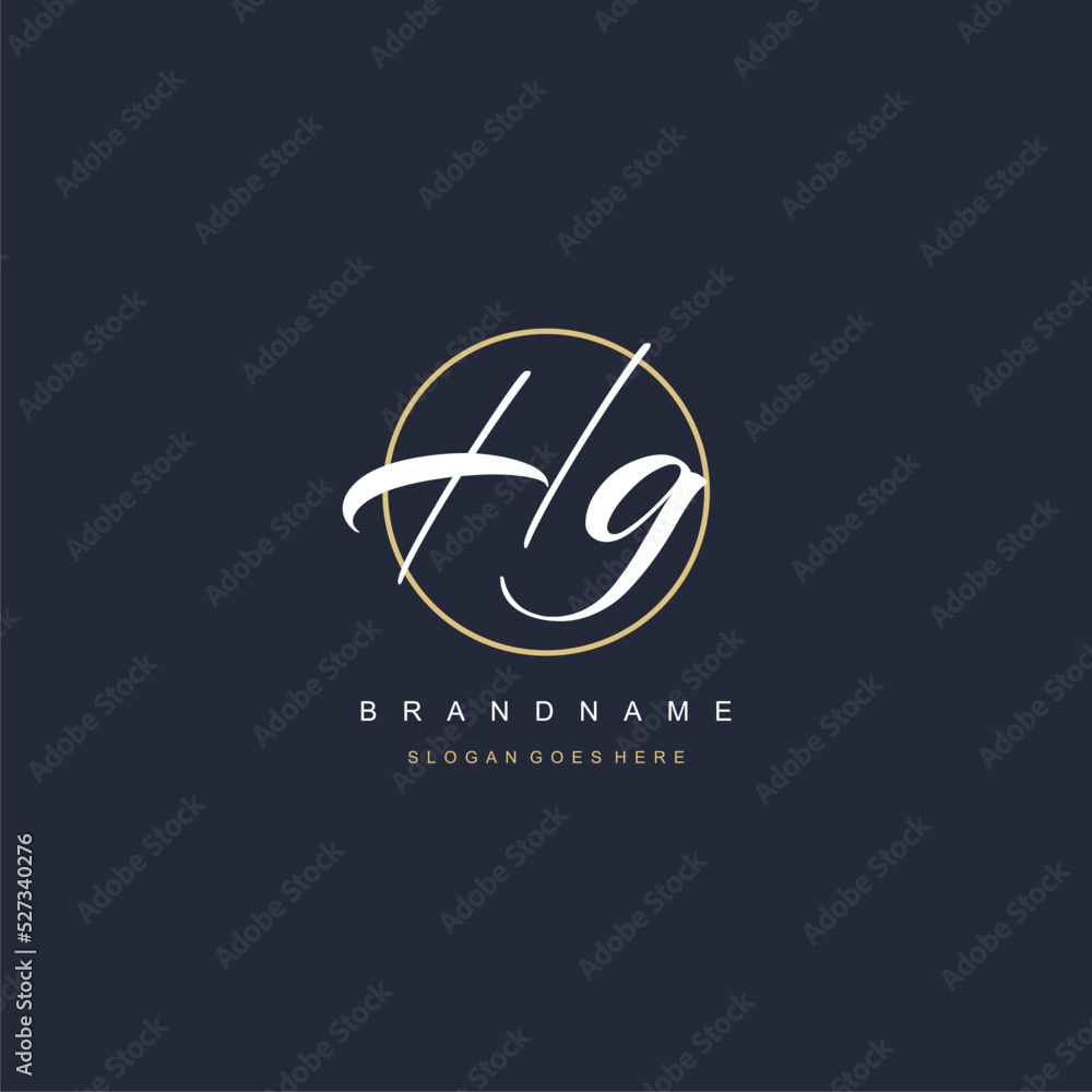 Initial letter HG logo monogram feminine style with circle line design ...