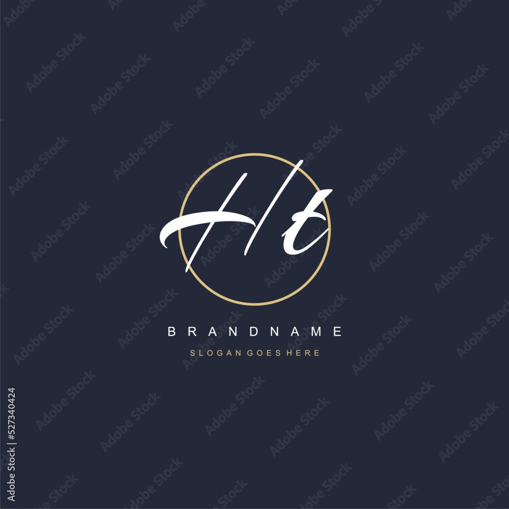 Initial letter HT logo monogram feminine style with circle line design ...