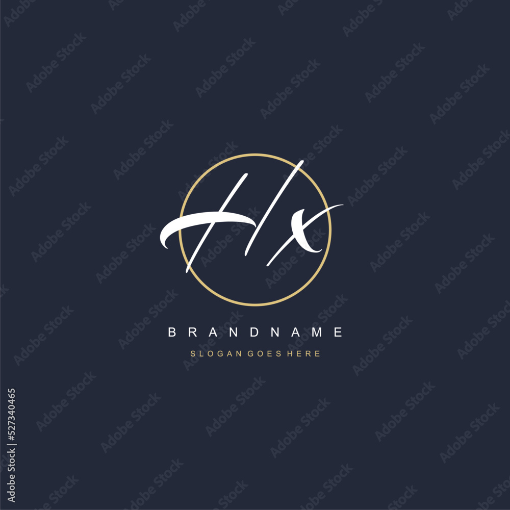 Initial letter HX logo monogram feminine style with circle line design ...