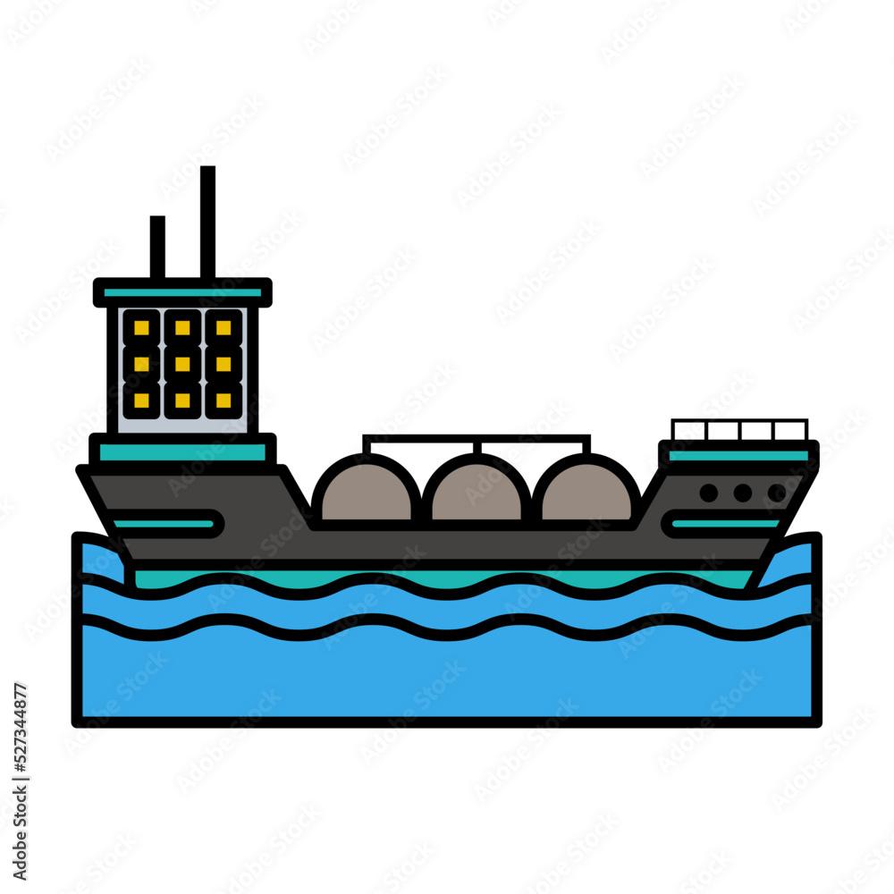 Oil Tanker Ship Sails Across the Ocean Concept, Very Large Crude ...