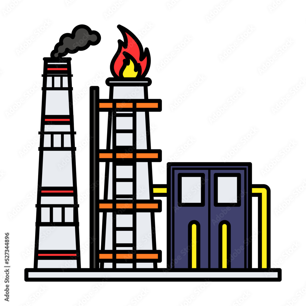 natural gas processing plant Concept, midstream ngl facilities Vector ...