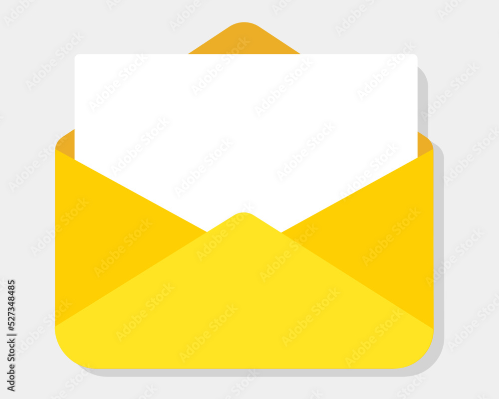 vector icon of an envelope with letter. Image open and close Yellow ...