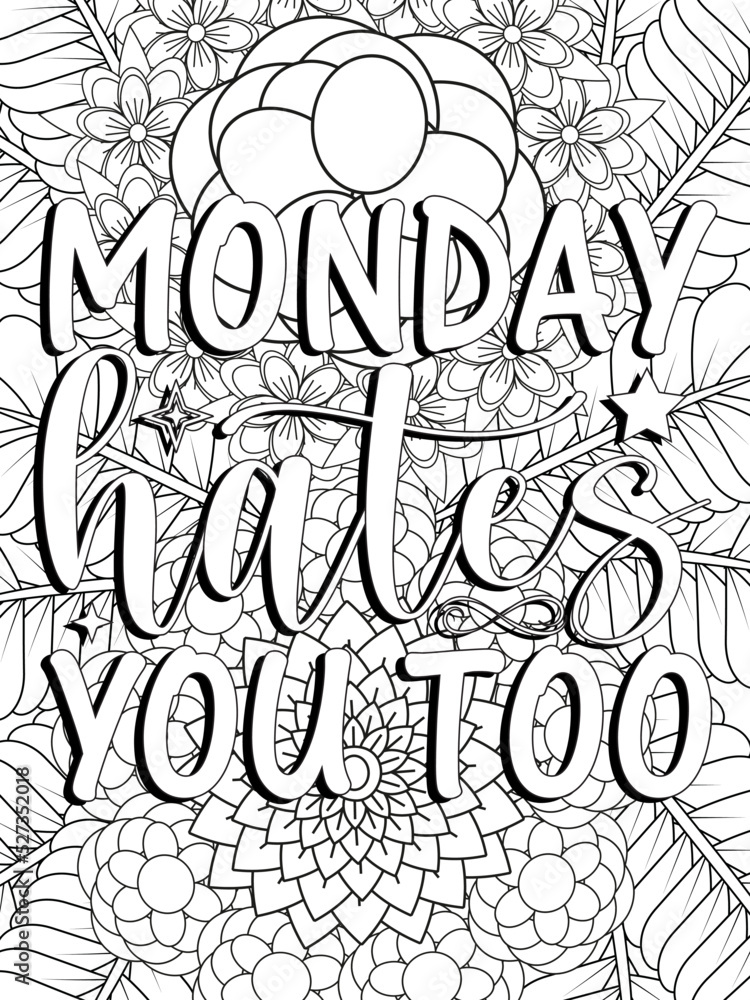 Funny-Quotes Coloring pages. Coloring page for adults and kids. Vector ...