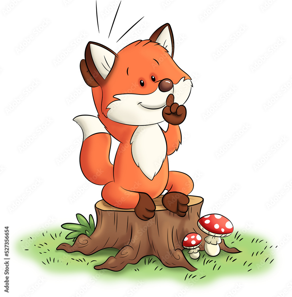 Ein niedlicher Fuchs hört genau zu und ist ganz leise Stock ...