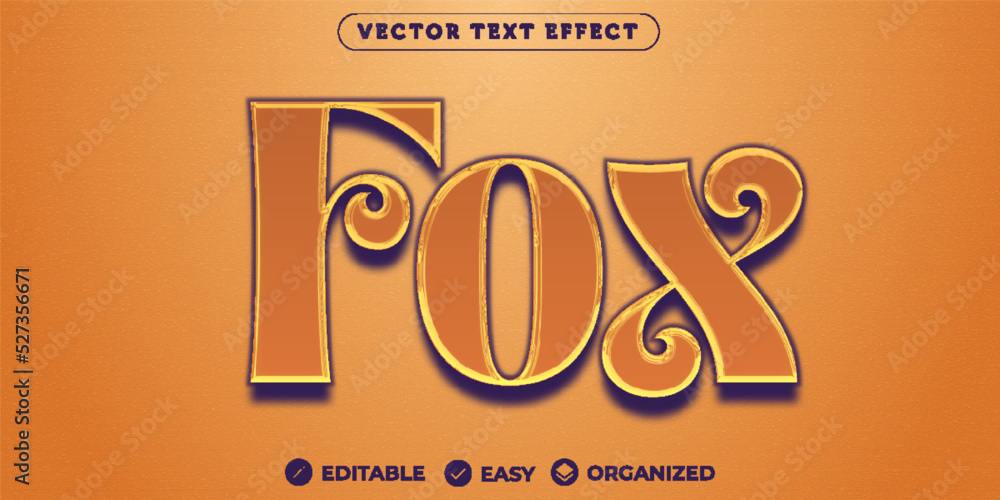 Vetor de Fox Text Effect,Fully Editable Font Text Effect do Stock ...