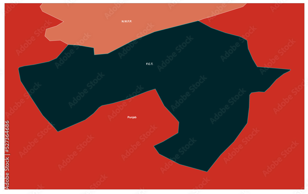 FCT Vector Map with NWFP and Punjab Pakistan , FCT Pakistan Vector Map ...