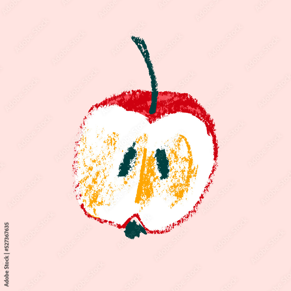 Red apple drawing isolated. Hand-drawn fruit sketch icon. Pencil ...