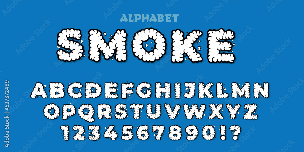 Luxurious classic smoke font of uppercase lowercase letters and numbers ...