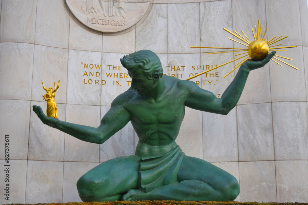 Spirit of Detroit statue in downtown Detroit. Iconic symbol of largest ...