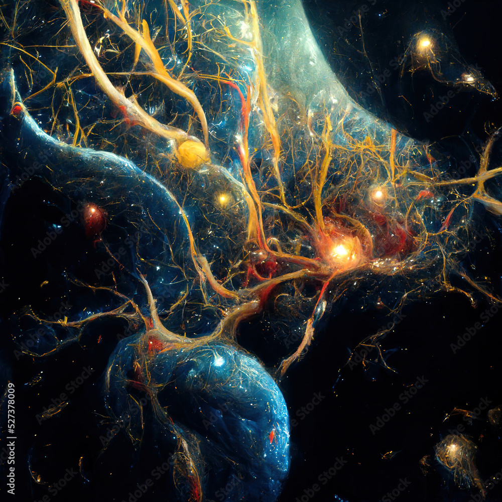 Neuron cell illustration with nervous impulses along dendrites Neural ...