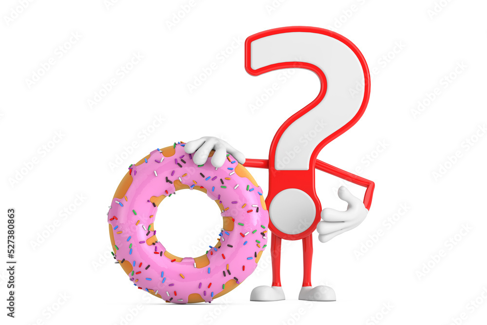 Question Mark Sign Cartoon Character Person Mascot with Big Strawberry ...