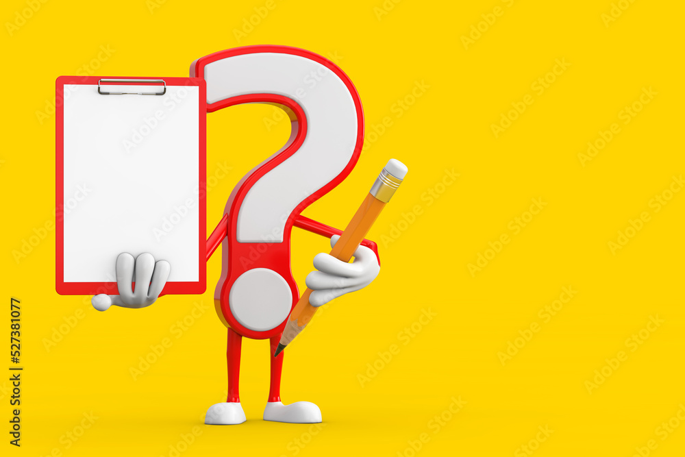 Question Mark Sign Cartoon Character Person Mascot with Red Plastic ...