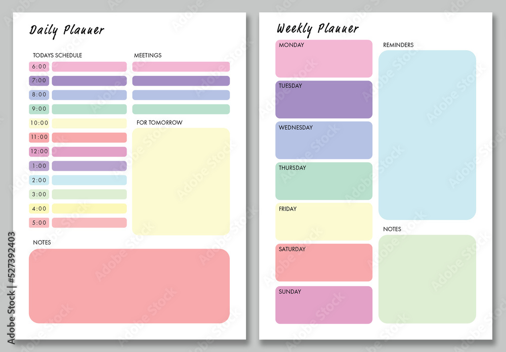 Planner with Pastel Accents Stock Template | Adobe Stock