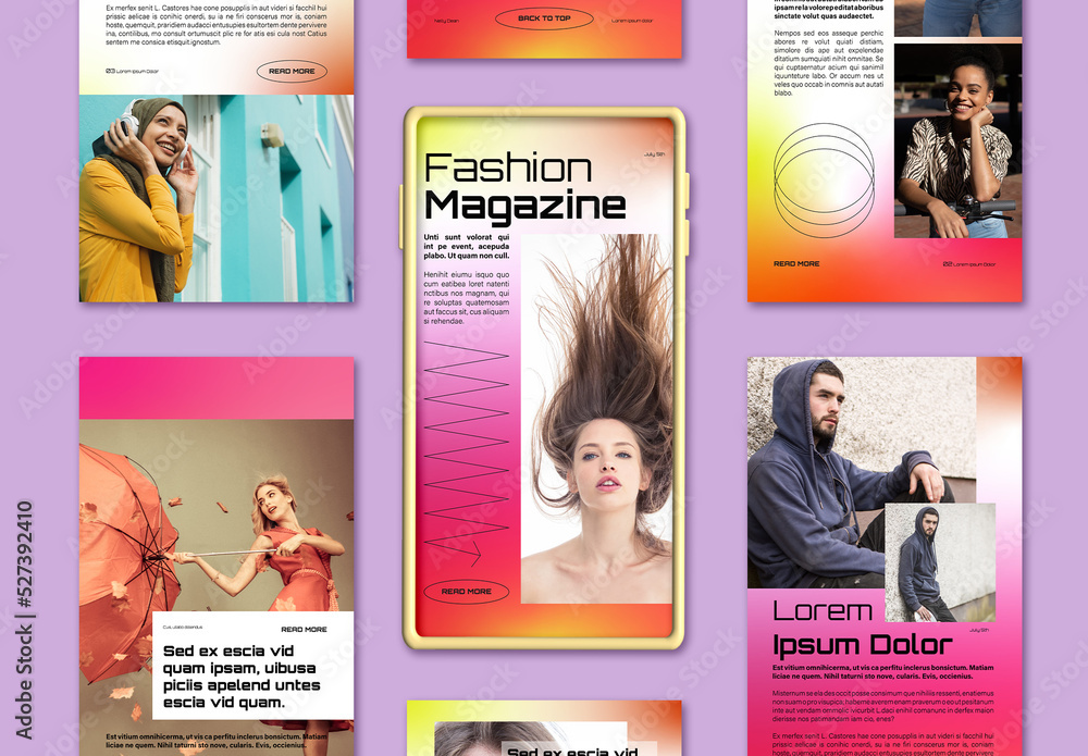 Digital Magazine with Red Gradients Stock Template | Adobe Stock